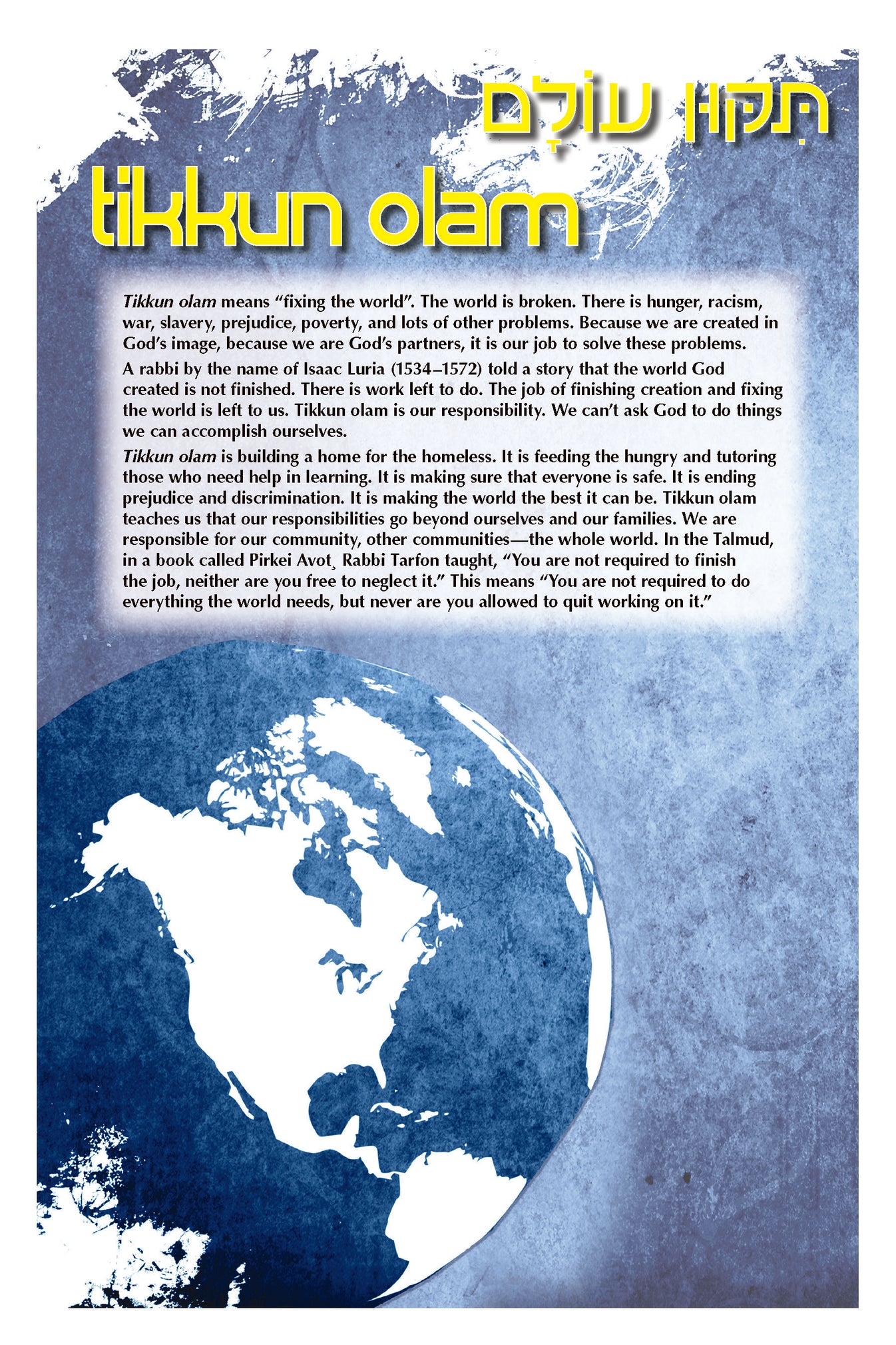 Living Jewish Values - Tikkun Olam Poster – Torah Aura Productions