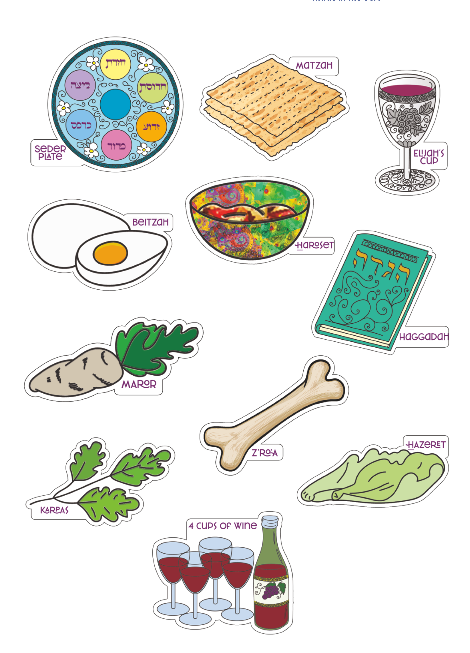 Passover The 15 Steps of the Seder Stickers – Torah Aura Productions