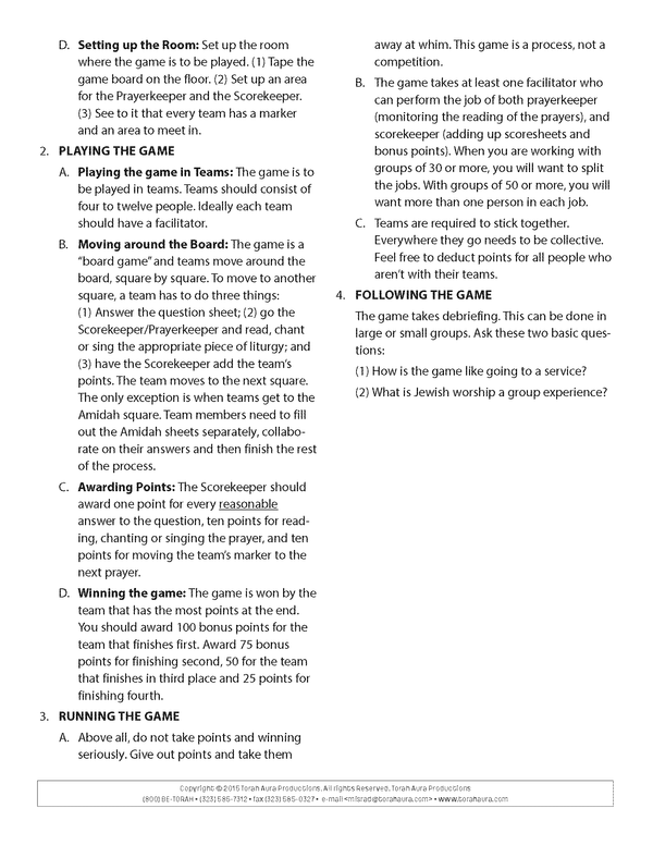 The Shabbat Amidah Board Game – Torah Aura Productions